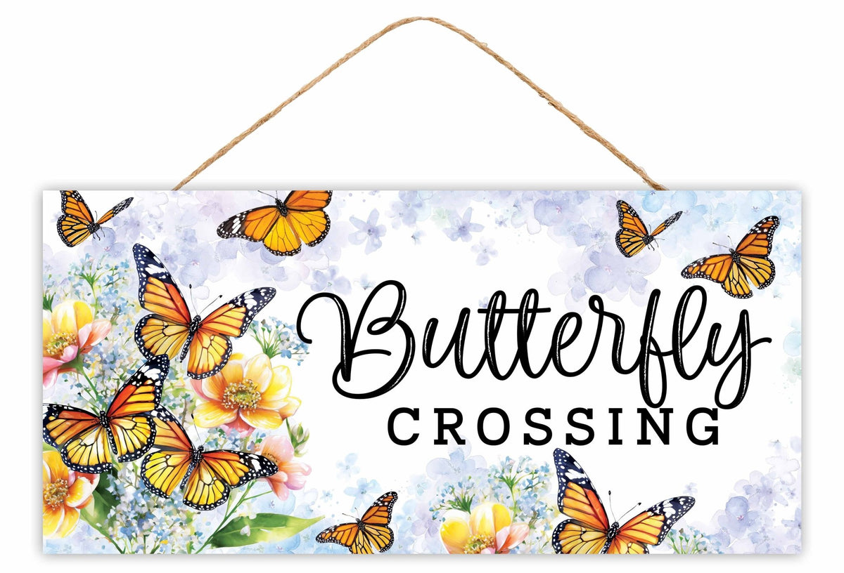 12.5"L Butterfly Crossing Sign - AP7392 – White Bayou Wreaths & Supply