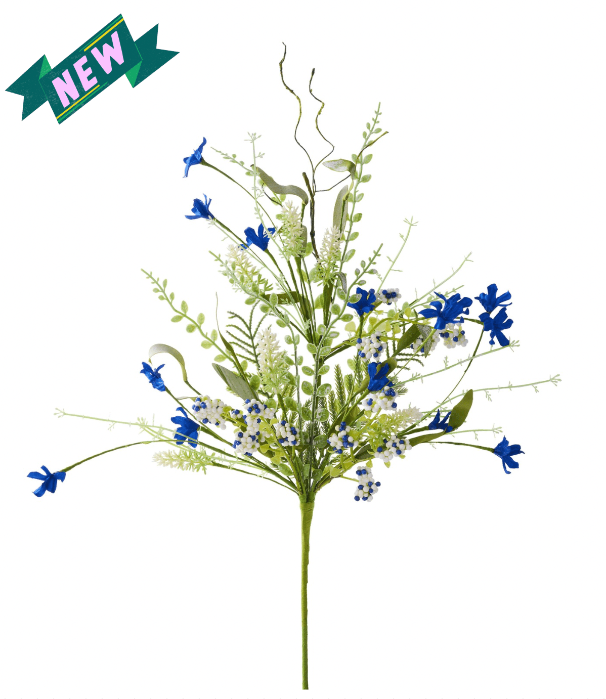 24"L Fabric Flower/Eva Leaf/Beads Spray: Blue, Off-White - FH807171 ...