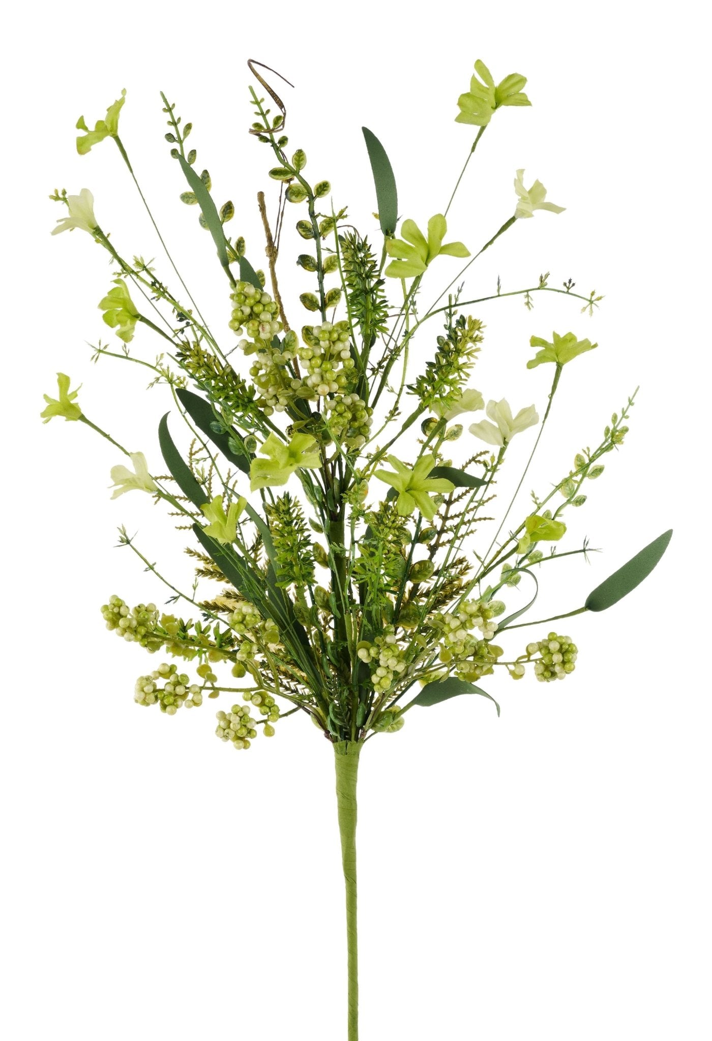 24"L Fabric Flower/Eva Leaf/Beads Spray: Multi Green- FH8071C6 – White ...